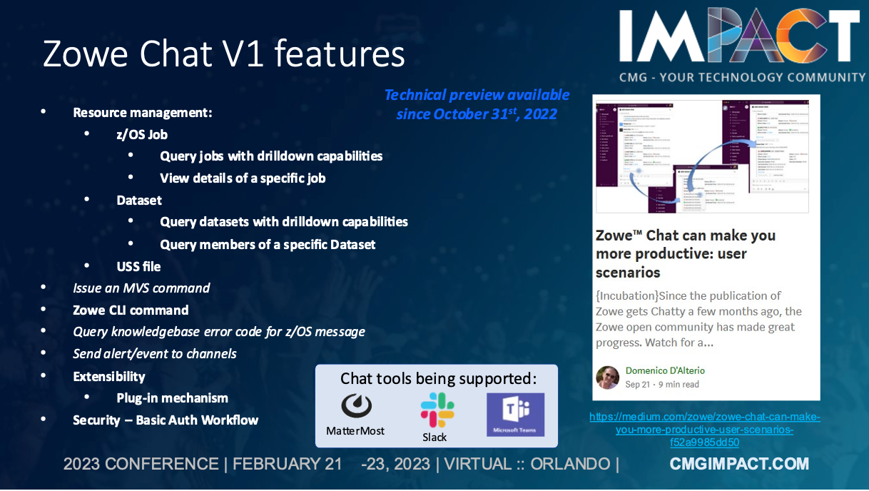 A look at Zowe @ the CMG Impact Conference - Open Mainframe Project