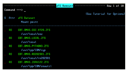 z/OS zFS ISPF Tools - Open Mainframe Project
