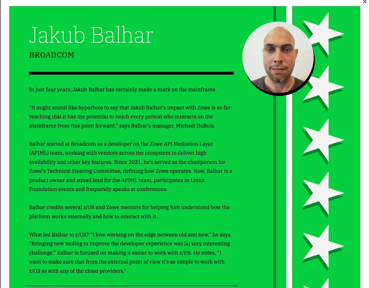 Congratulations Jakub Balhar and Tiiso Senosha! - Open Mainframe Project